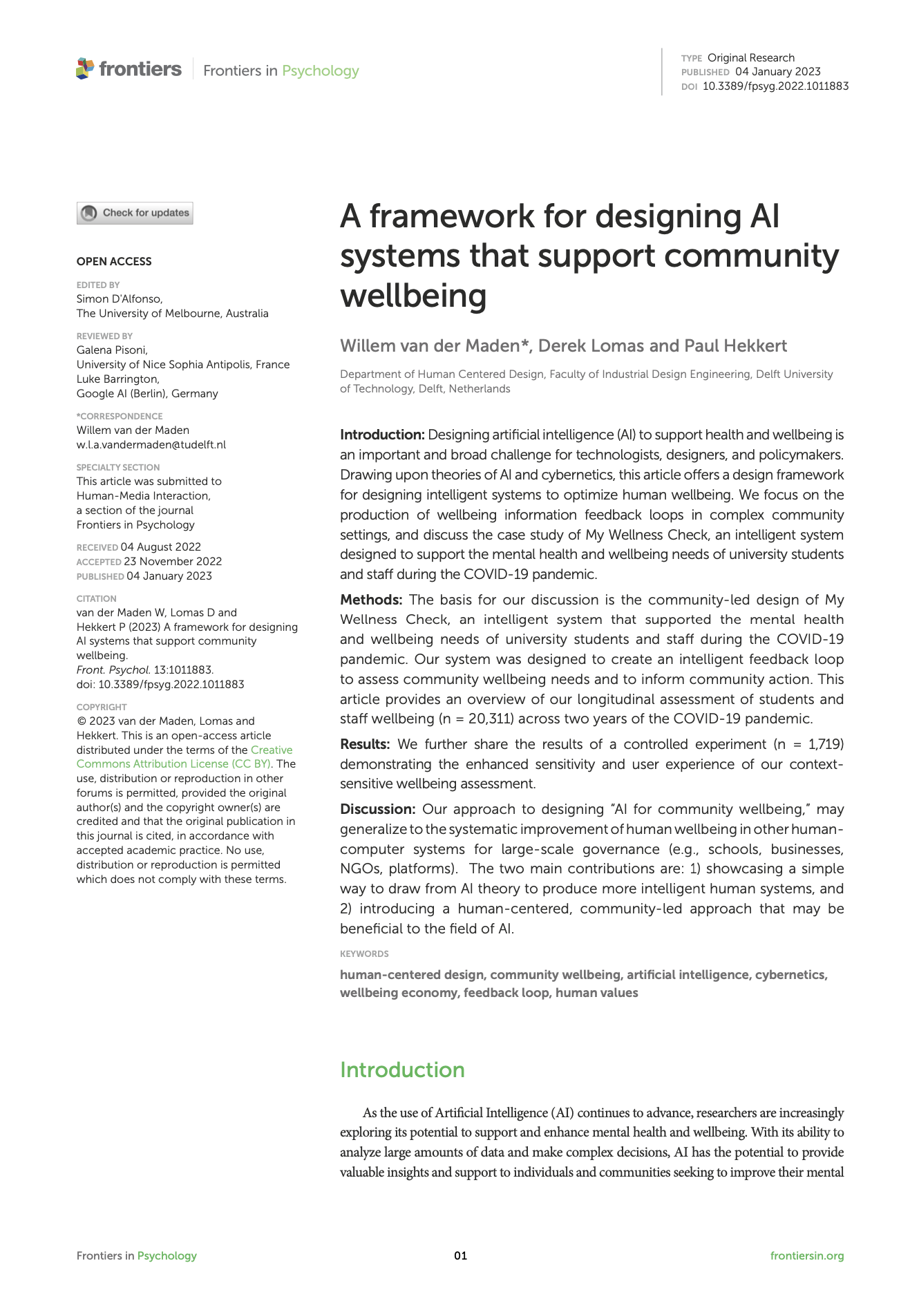 A framework for designing AI systems that support community wellbeing ...